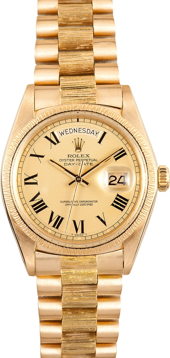 Rolex President 18k Gold Bark Finish 1807